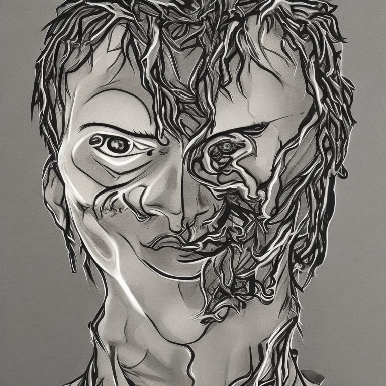 surrealism-face-drawing-portrait by Parker-One - Deca